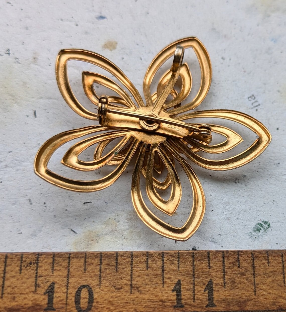 Fractal Flower: Vintage Coro Gold and Topaz Rhinestone Oversized Flower ...