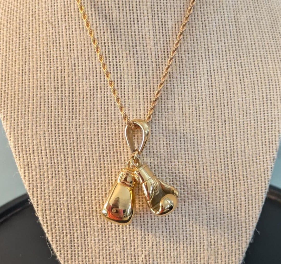 Rare Vintage Unsigned Gold Tone Boxing Gloves Charms Tassel Neck Art ...
