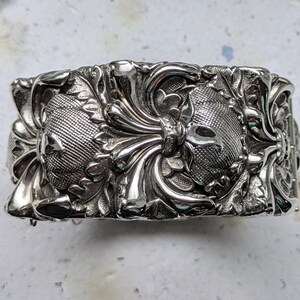 Vintage Whiting Davis Art Nouveau / Deco Flower Botanical Wide Cuff ...