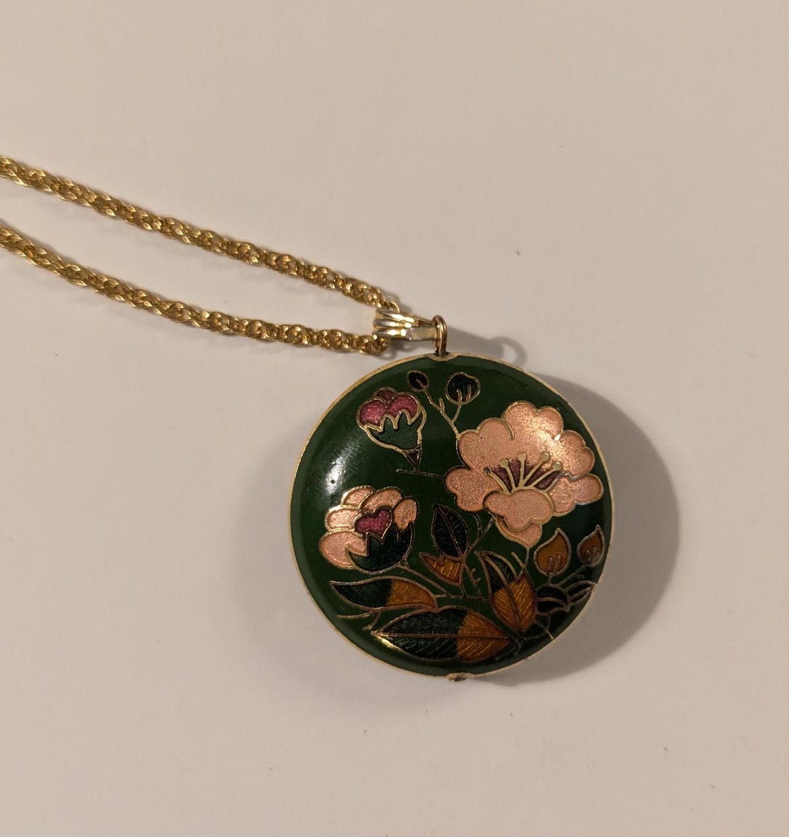Vintage Puffy Poppy Cloisonné Unique Flower Oversized Flowers Pendant ...