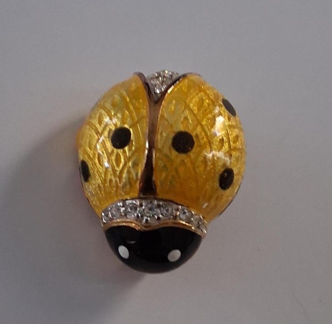 Vintage Gold Carolee Ice Rhinestone Enamel Lady Bug Insect Figural ...