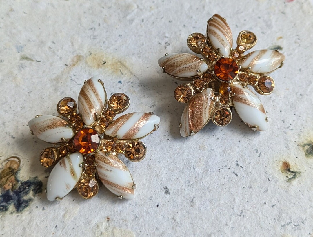 Art Deco Mid Century Nouveau Rare Juliana Milk Copper Gold Fluss Glass ...