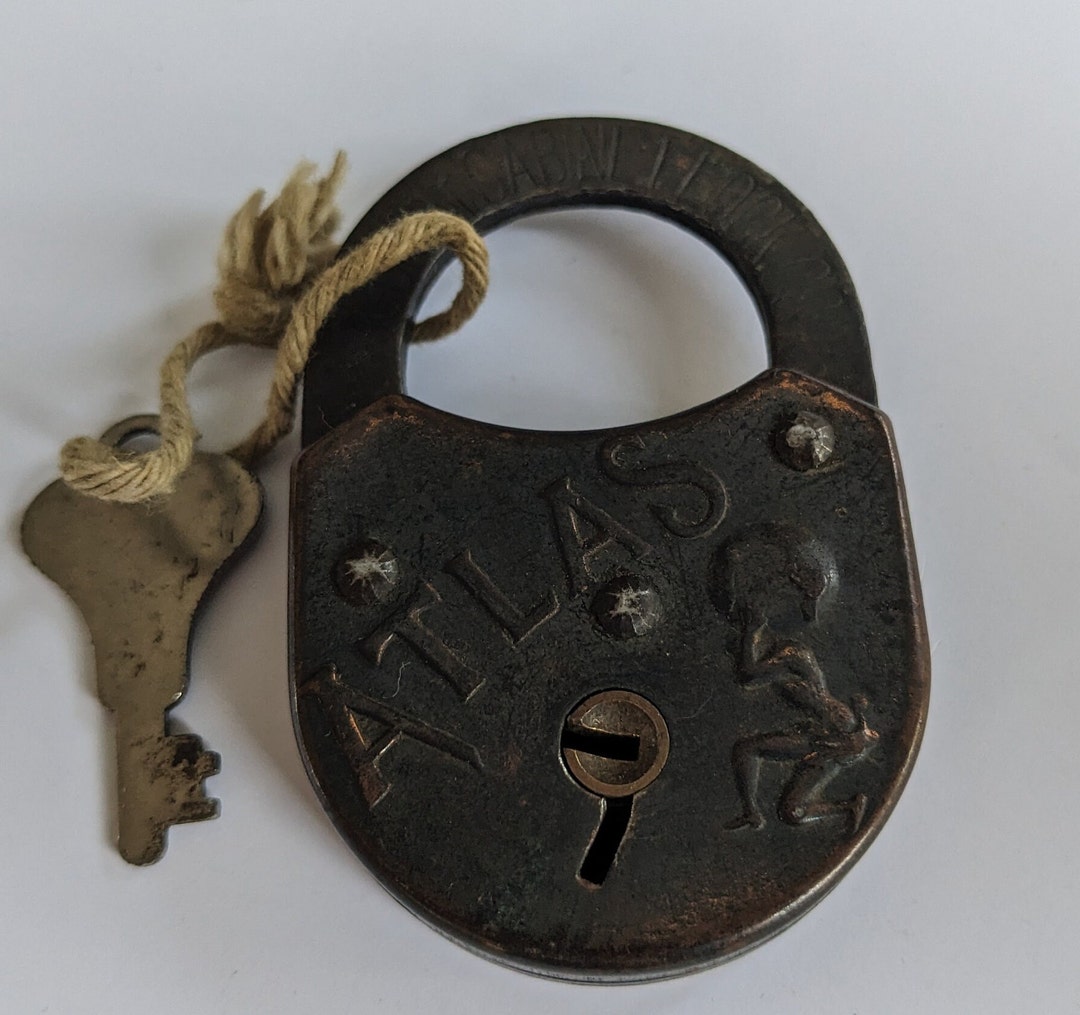 Antique Working Atlas Large Metal Lock and Key Vintage Rare - Etsy
