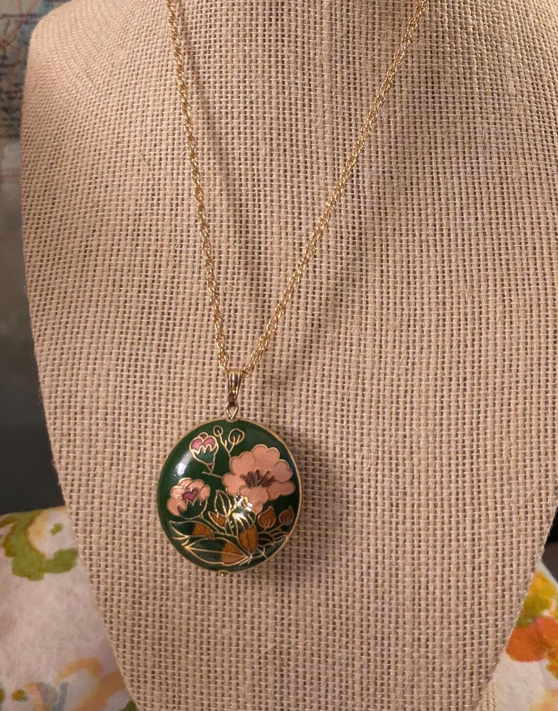 Vintage Puffy Poppy Cloisonné Unique Flower Oversized Flowers Pendant ...