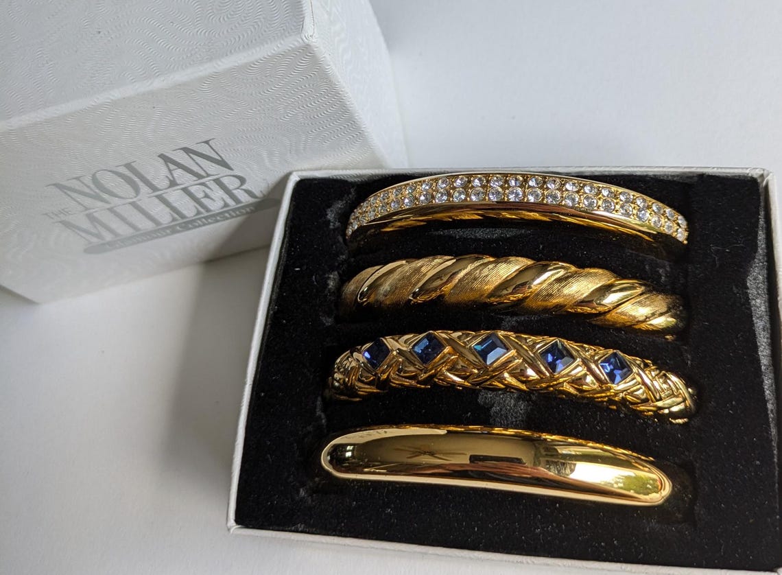 Ultra Rare Vintage Nolan Miller Glamour Collection Bangle Bracelet Set ...