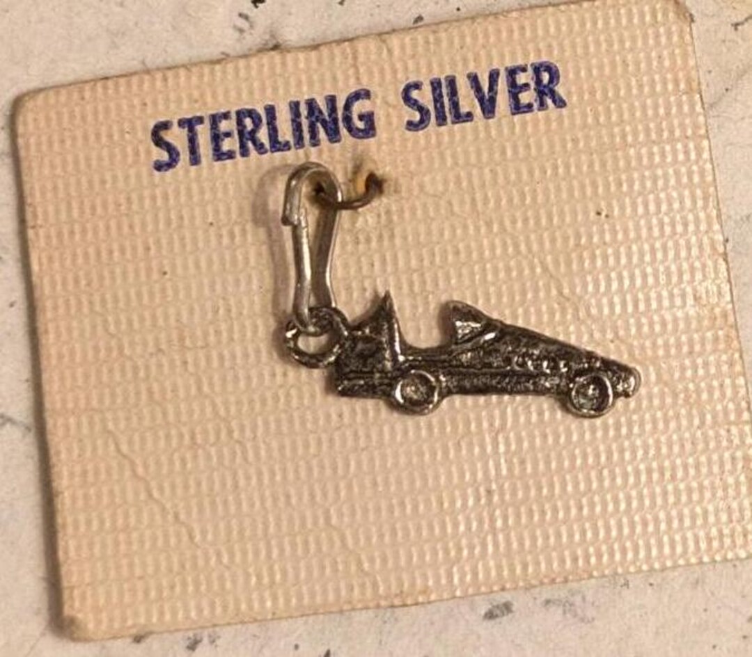Vintage Sterling Silver NOS Race Car Convertible Charm Zipper Pull Cute ...