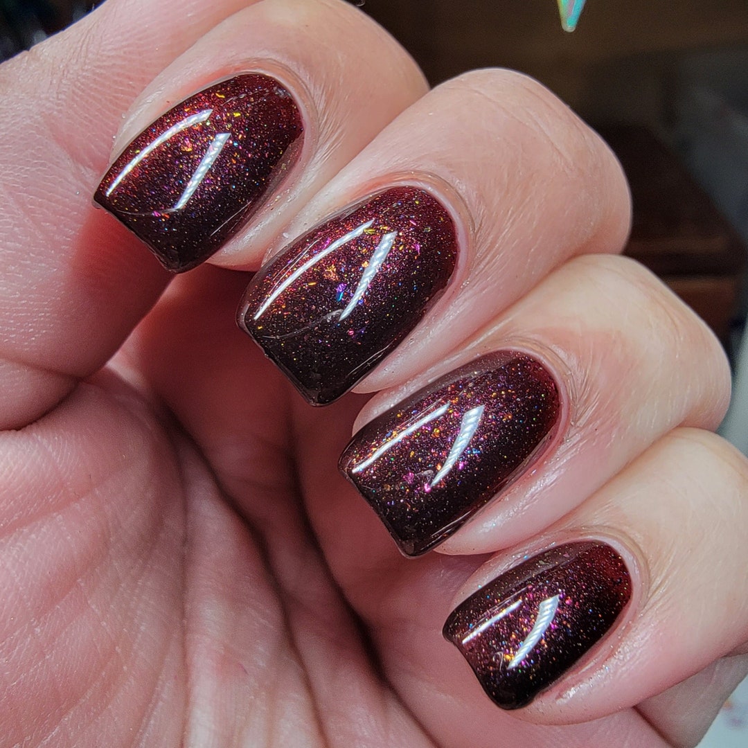 The Nome King Nail Polish - Red/black Duochrome Creme - Etsy