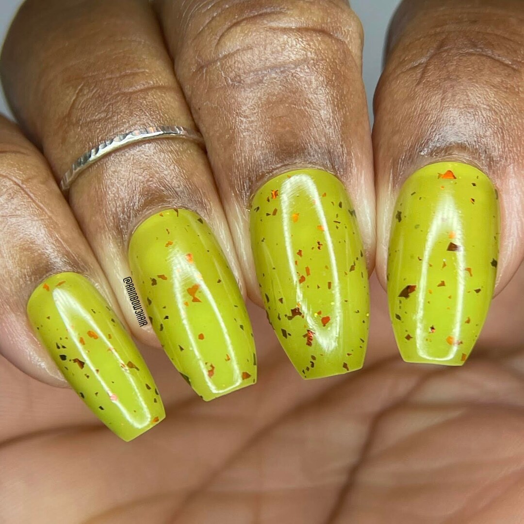 Tree Trunks Nail Polish - Chartreuse Green With Red/copper Chameleon ...