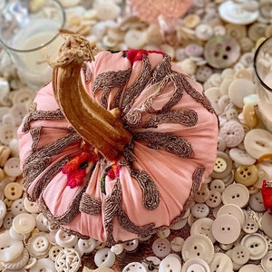 Pink and Gold Embellished Pumpkins, Fancy Velvet Pumpkins With Real ...