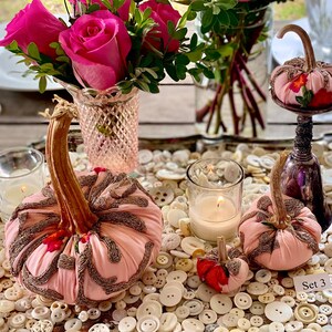 Pink and Gold Embellished Pumpkins, Fancy Velvet Pumpkins With Real ...