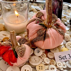Pink and Gold Embellished Pumpkins, Fancy Velvet Pumpkins With Real ...