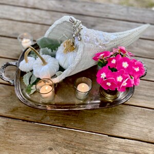 Embellished White Cornucopia: Jeweled Thanksgiving Centerpiece With ...