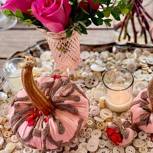 Pink and Gold Embellished Pumpkins, Fancy Velvet Pumpkins With Real ...