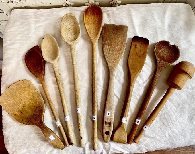 Rustic Hand Carved Wooden Spoon: Antique Farmhouse Kitchen Utensil - Etsy