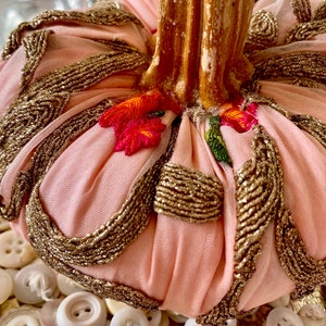 Pink and Gold Embellished Pumpkins, Fancy Velvet Pumpkins With Real ...