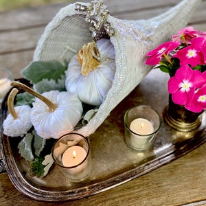 Embellished White Cornucopia: Jeweled Thanksgiving Centerpiece With ...