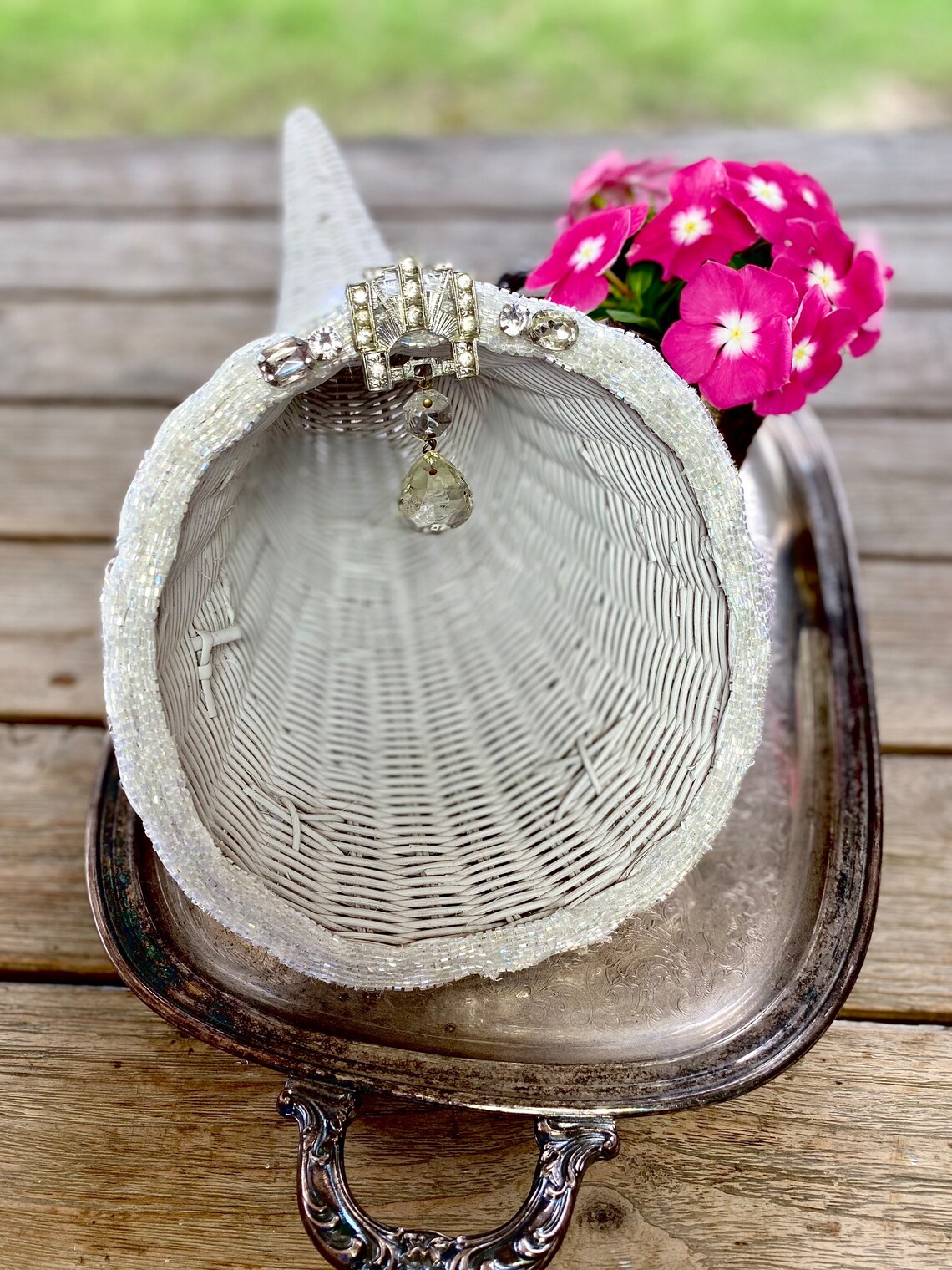 Embellished White Cornucopia Jeweled Cornucopia Elegant - Etsy