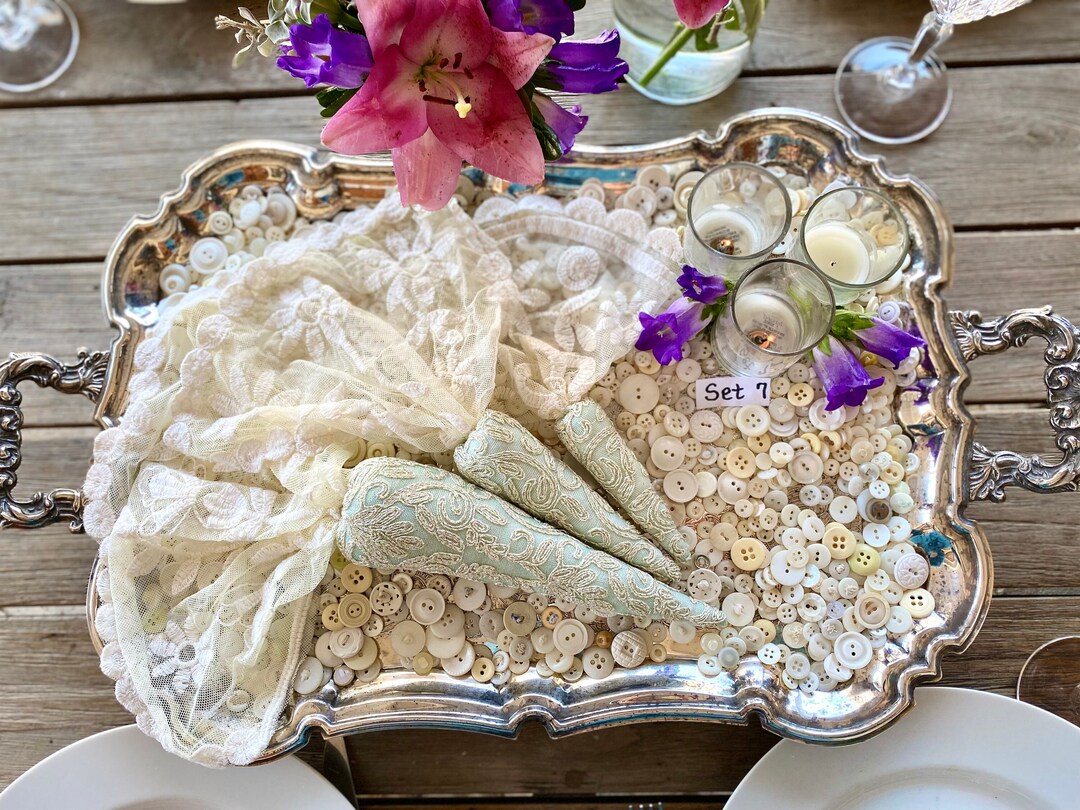 Fancy Aqua Blue Embroidered Fabric Carrots With Vintage Tulle Lace ...