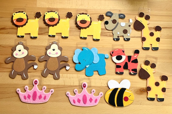 Animal Cut Outs/hand Painted/wood Cut Out With Hand Cut Felt - Etsy