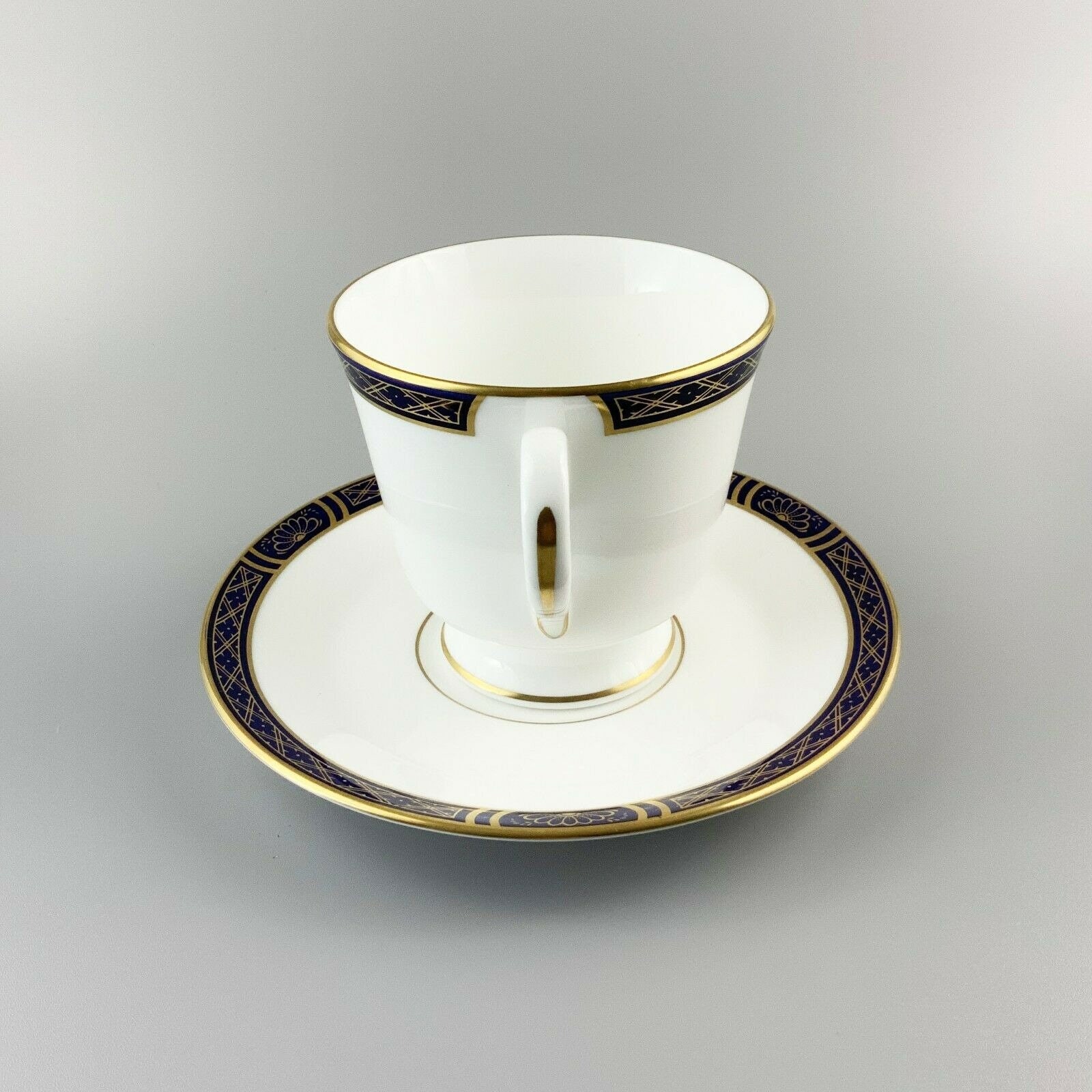 Royal Worcester Mountbatten Cobalt Blue Gold Trim Footed Cup & Saucer ...