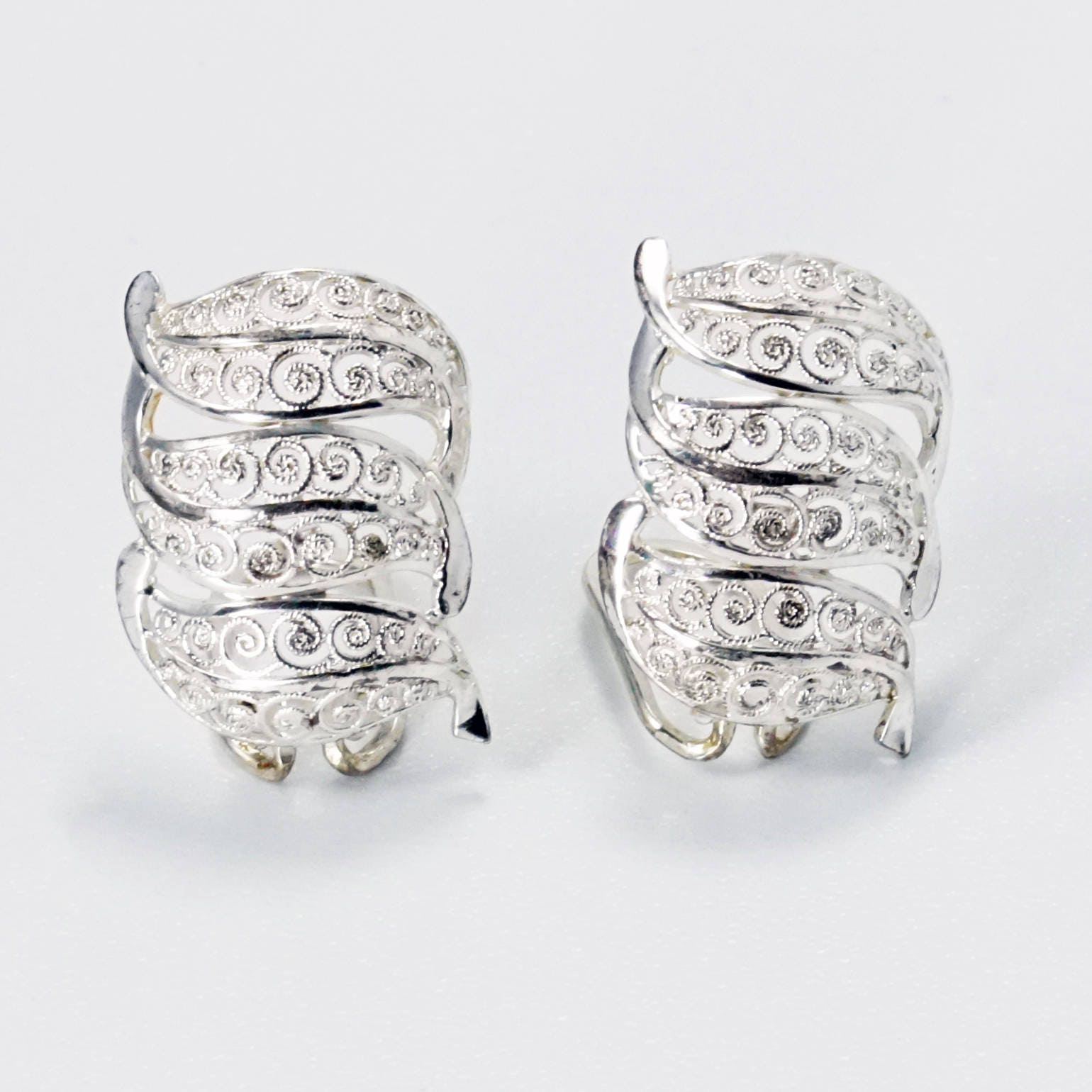 Silver Leaf Jewelry, Leaf Earrings, Leaf, Vintage Willi Nonnenmann ...