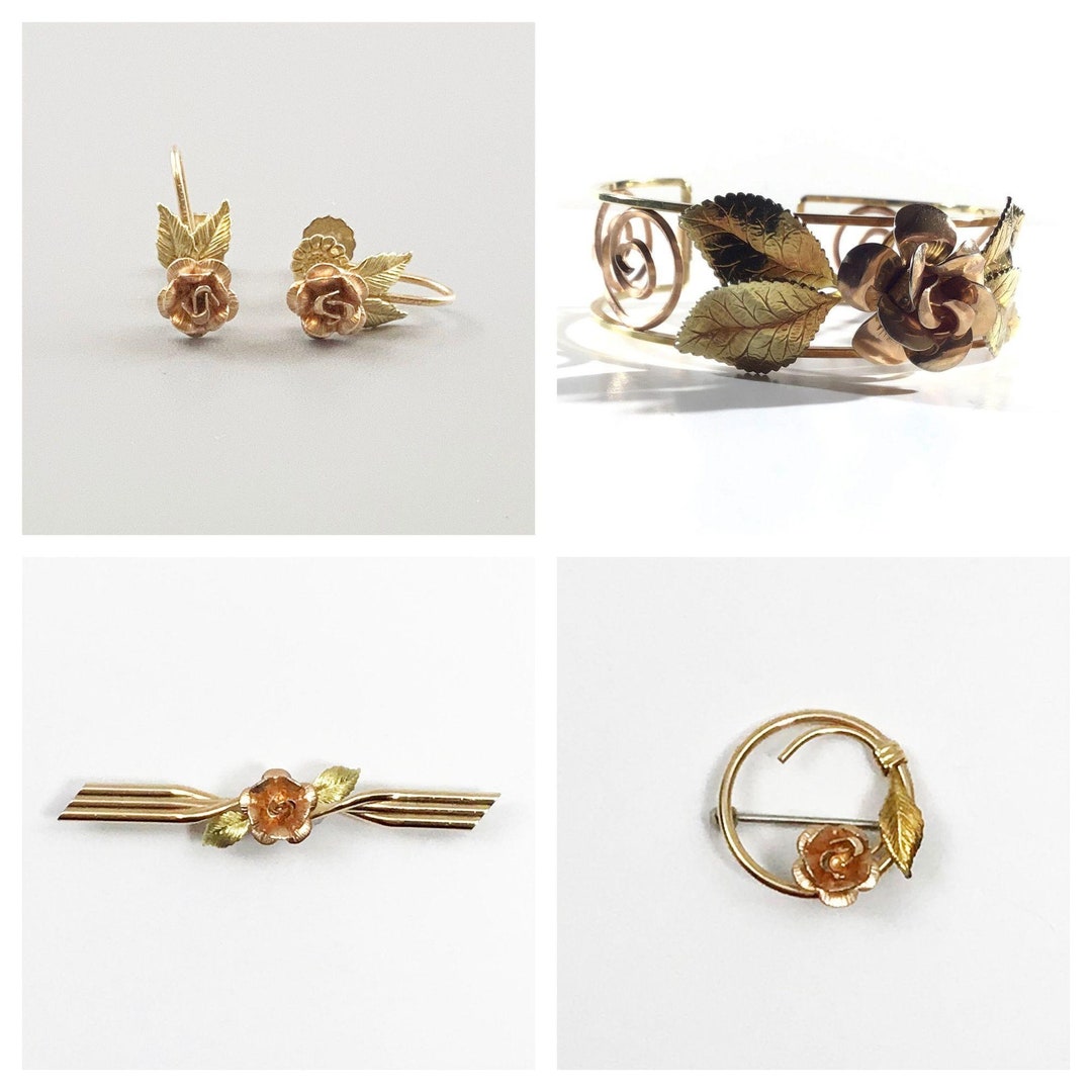 Vintage Krementz 14K Gold Overlay Jewelry Set Krementz Rose - Etsy