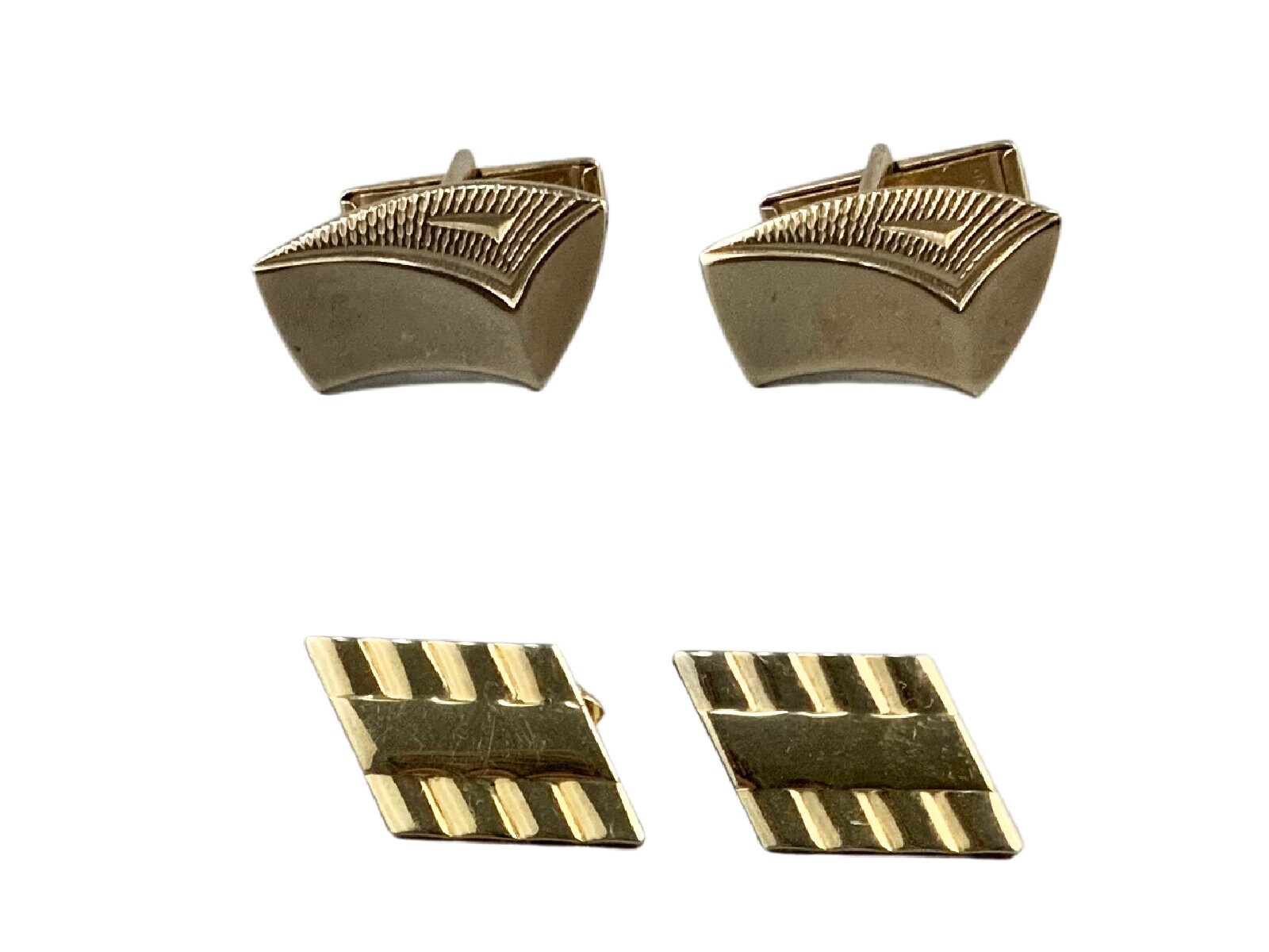 Vintage Retro Gold Tone Geometric Cufflinks by Oxford Hudley, Geometric ...