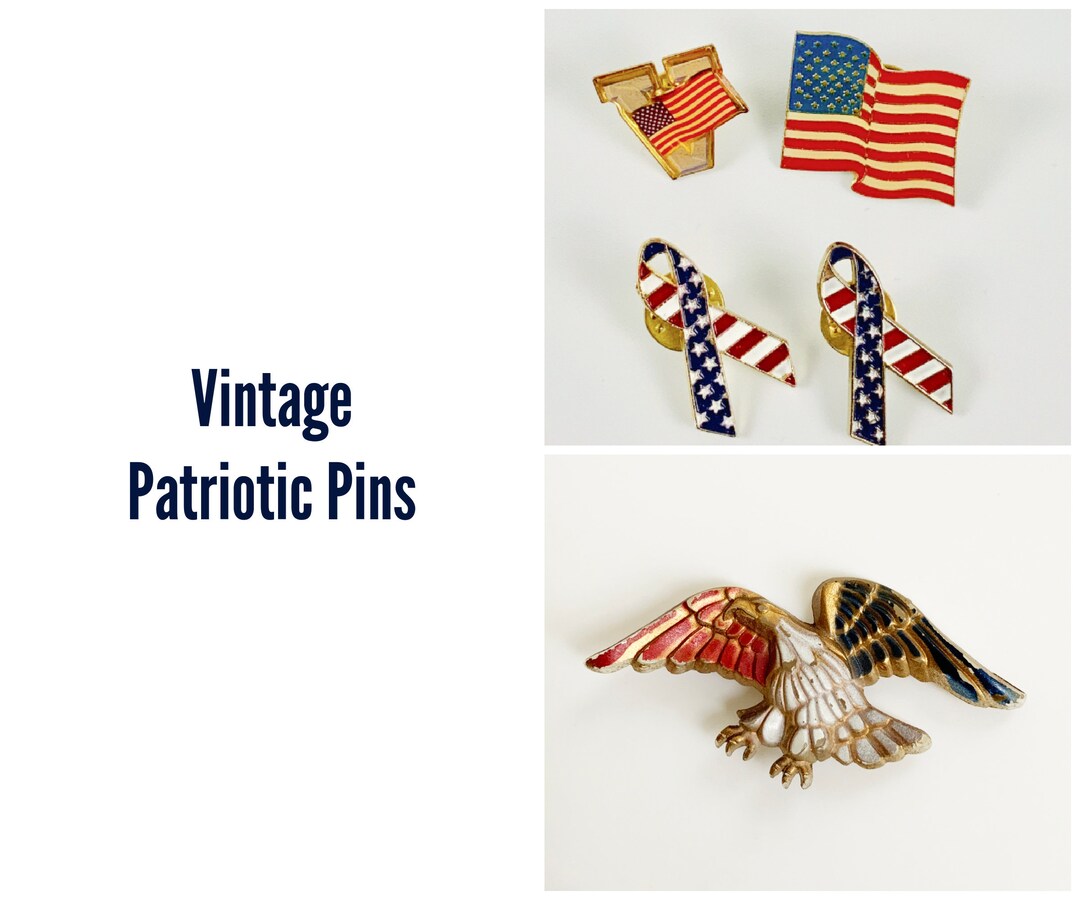 Vintage Patriotic Lapel Pins, American Flag, V for Victory,american ...