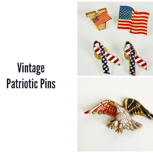 Vintage Patriotic Lapel Pins, American Flag, V for Victory,american ...