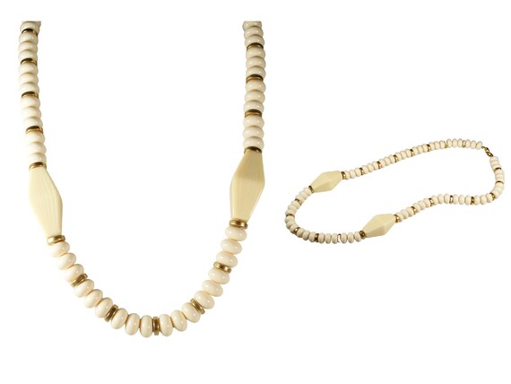 Vintage Napier French Faux Ivory and Gold Spacers Nec… - Gem