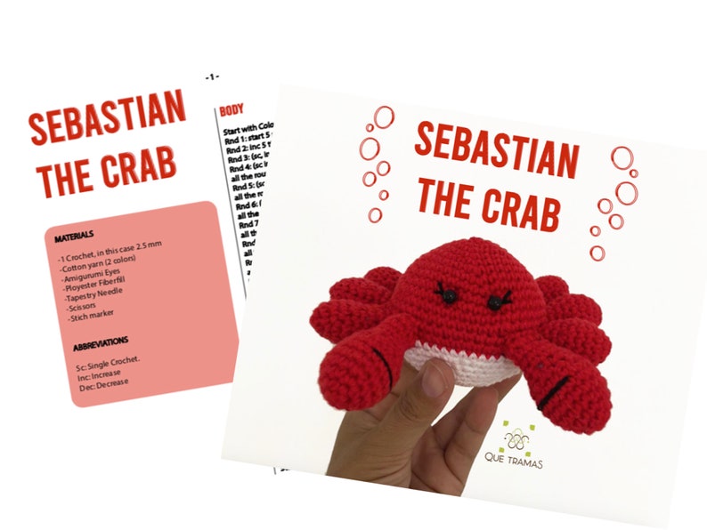 PDF Crochet Pattern AMIGURUMI: Sebastian, the Small Crab (english ...