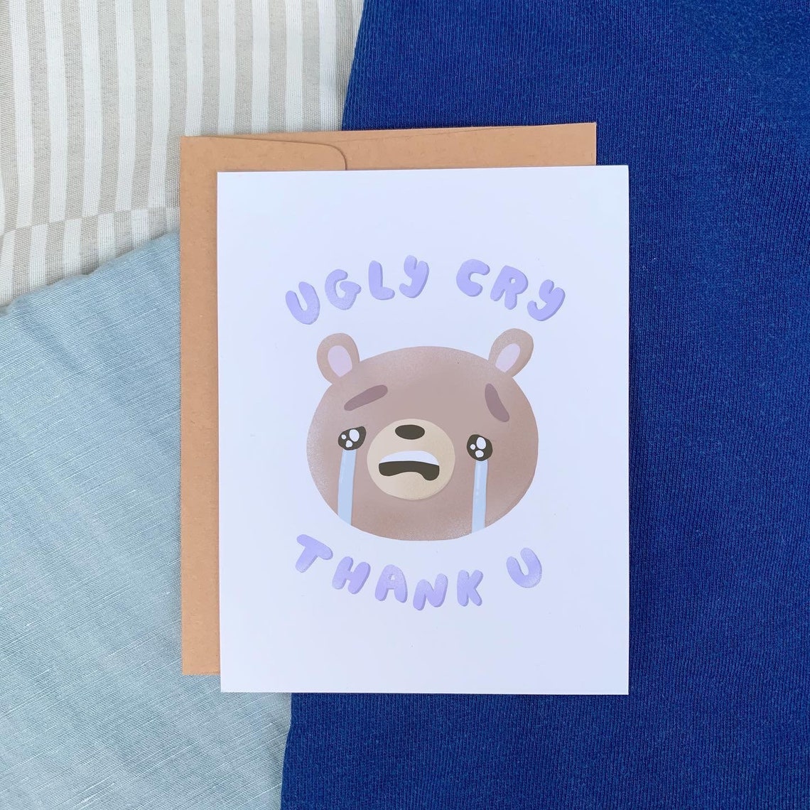 Ugly Cry Thank You Card Crying Bear Hand Drawn Illustrated - Etsy