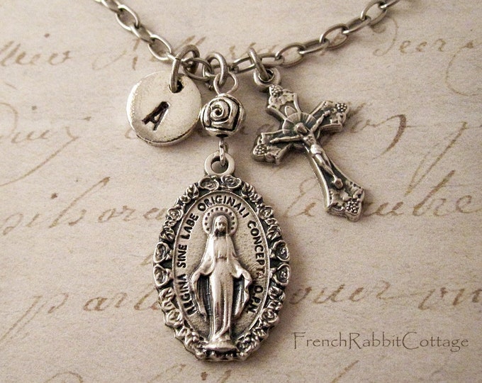 Personalized Miraculous Medal Necklace. Blessed Mother Pendant. Mother ...