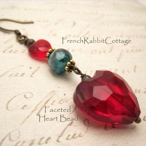 Valentines Day Large Red Heart Boho Dangle Earrings. Double Heart ...