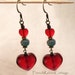 Valentines Day Large Red Heart Boho Dangle Earrings. Double Heart ...