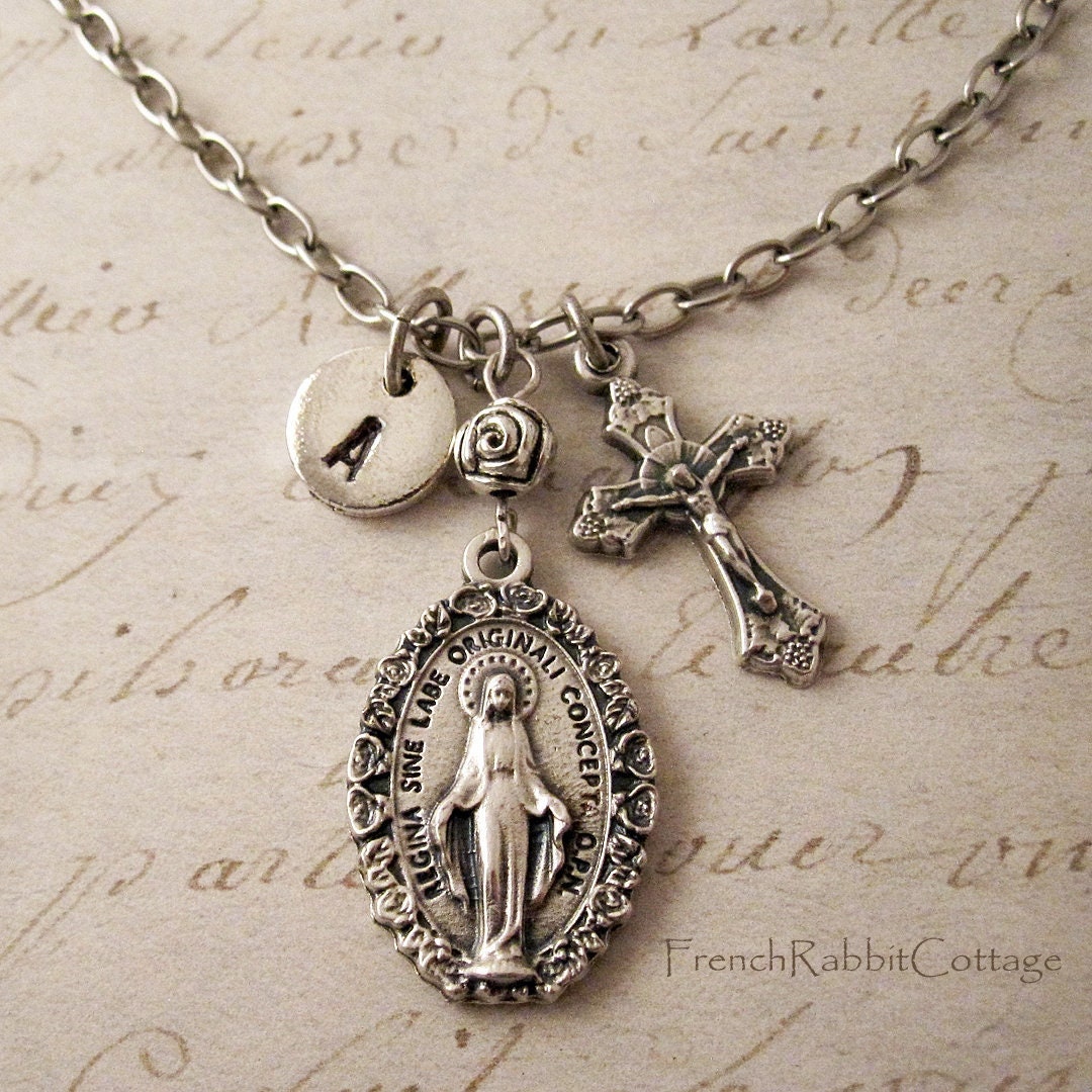 Personalized Miraculous Medal Necklace. Blessed Mother Pendant. Mother ...