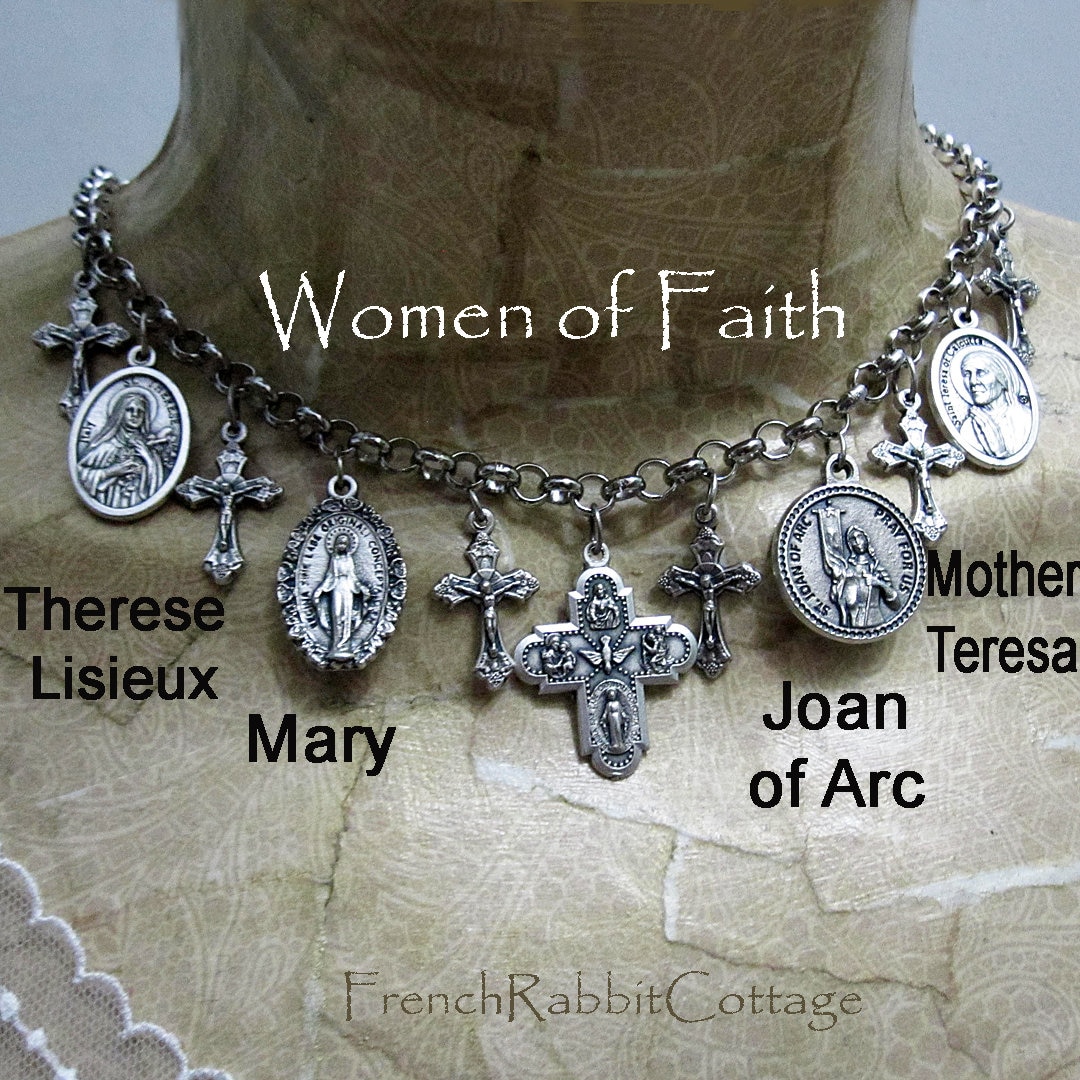 Women Saints Necklace Catholic Jewelry Religious Virgin Mary Miraculous ...