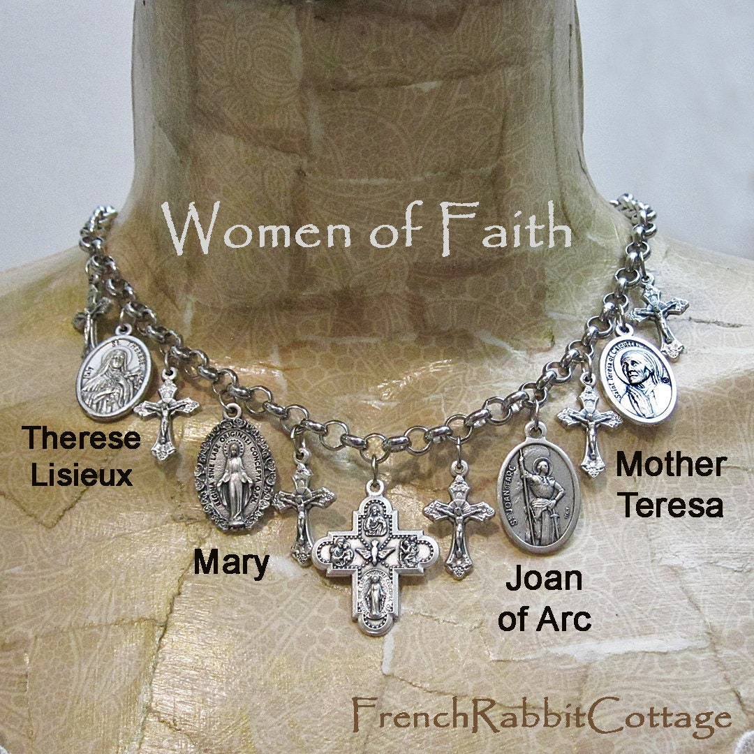Women Saints Necklace Catholic Jewelry Religious Virgin Mary Miraculous ...