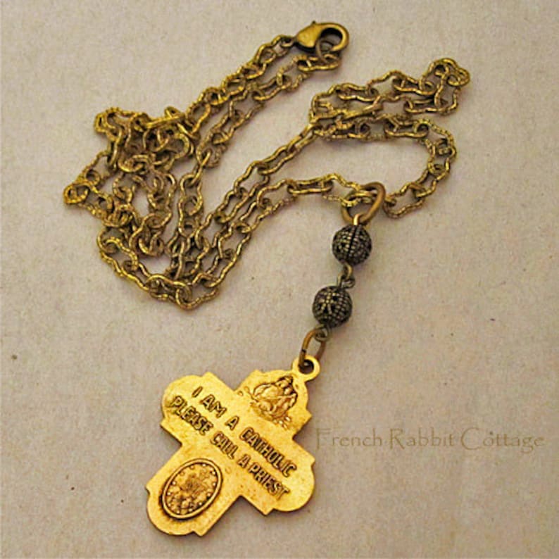 Catholic Cross Necklace Pendant. Four 4 Way Cross Religious Jewelry ...