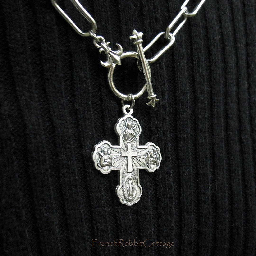 Four Way Cross Necklace. Five Way Medal. I Am A Catholic Pendant ...