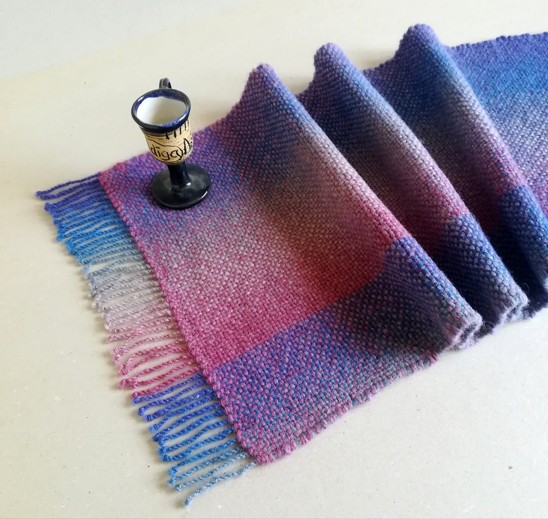 Handwoven Table Runner 28"x 11" Gradient Yarn Table Runner Woven Table ...