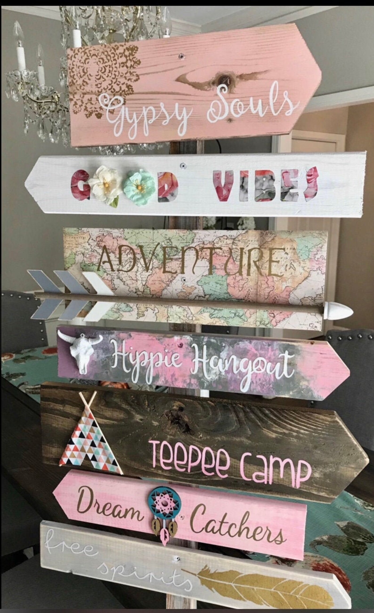 Custom Bohemian Hippie Directional Signpost Signs Boho - Etsy