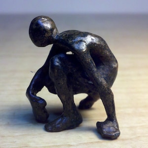 Bronze Sculpture Crouching Small Figure - Etsy