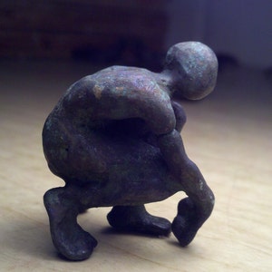 Bronze Sculpture Crouching Small Figure - Etsy