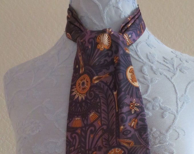 Vintage Shades of Purple and Gold Cravat/neck Tie/ascot With Abstract ...