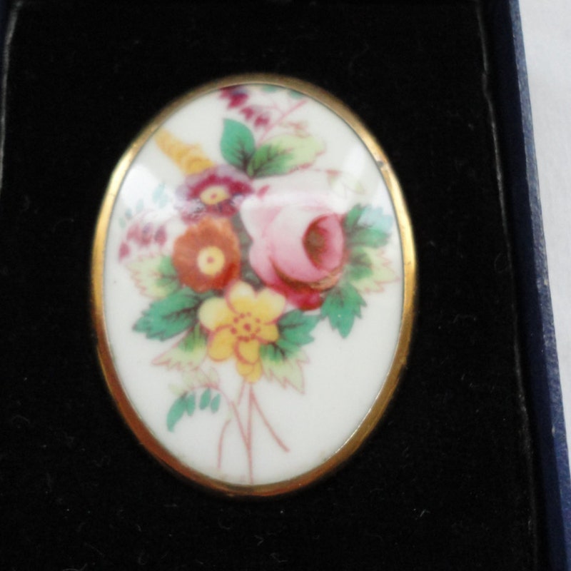 Royal Worcester Brooch - Etsy UK