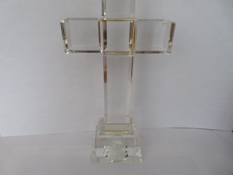 Vintage Heavy Cut Glass/crystal Cross - 1950's - Bevelled Edges ...