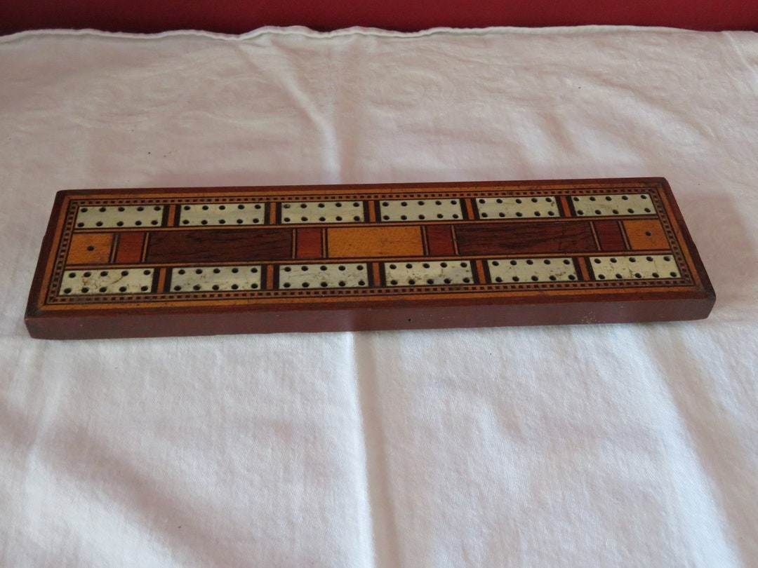 Vintage Inlaid Wood Cribbage Board Traditional Craft - Etsy