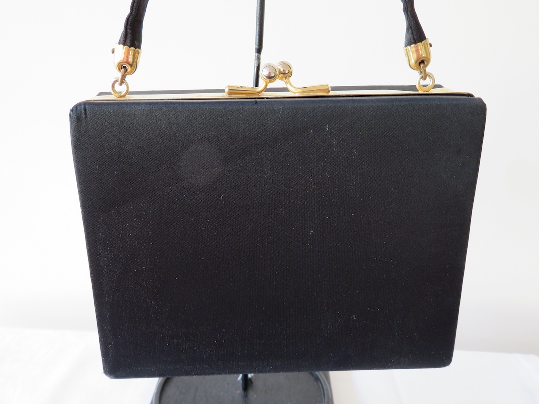 Vintage 1950s Black Silk Box/vanity/make Up/minaudiere/necessaire ...