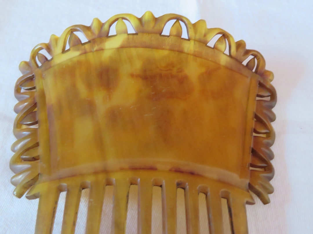 Vintage/antique Carved Horn Hair Comb 1800's Victorian/georgian/arts ...